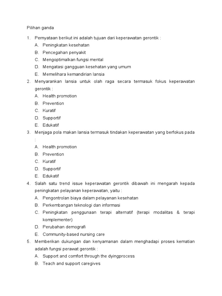 Soal Keperawatan Gerontik | PDF