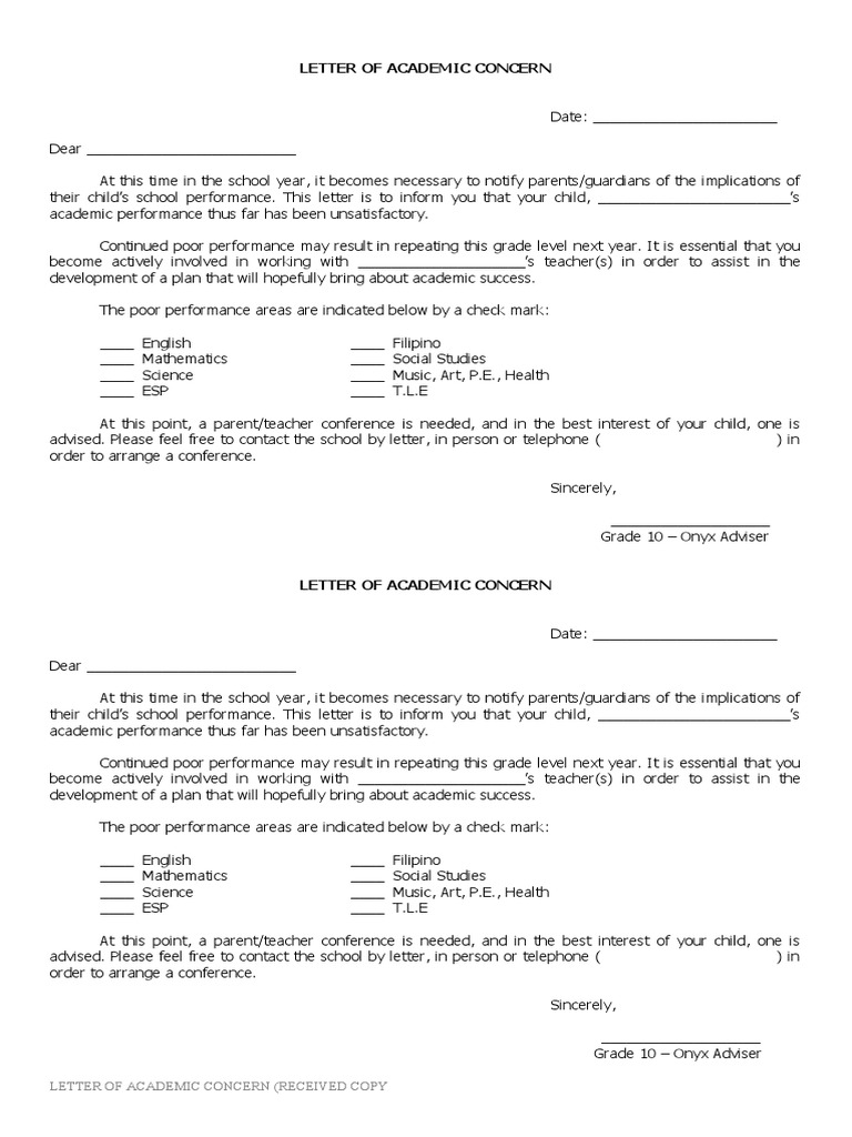 10 - Letter of Academic Concern | PDF | Human Nature