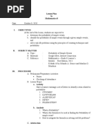 Detailed Lesson Plan: Probability Concepts | PDF | Probability | Odds