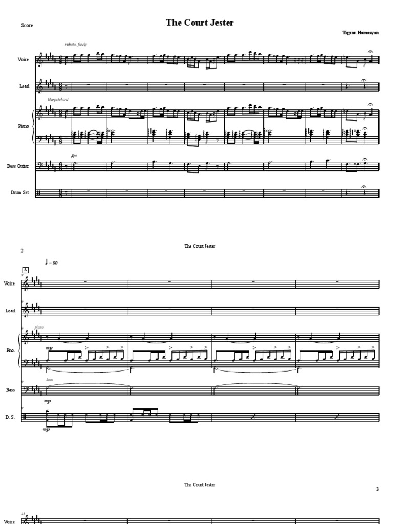 Hamasyan The Court Jester Score | PDF | Keyboard Instruments | Music Theory