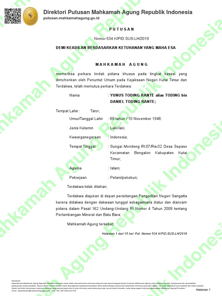 Putusan 534 K Pid - Sus-Lh 2019 20210128 | PDF