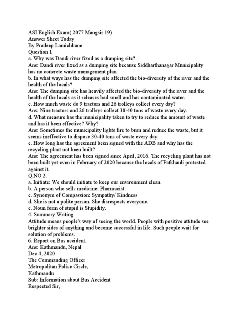 ASI English Paper 2077 | PDF | Waste | Nature