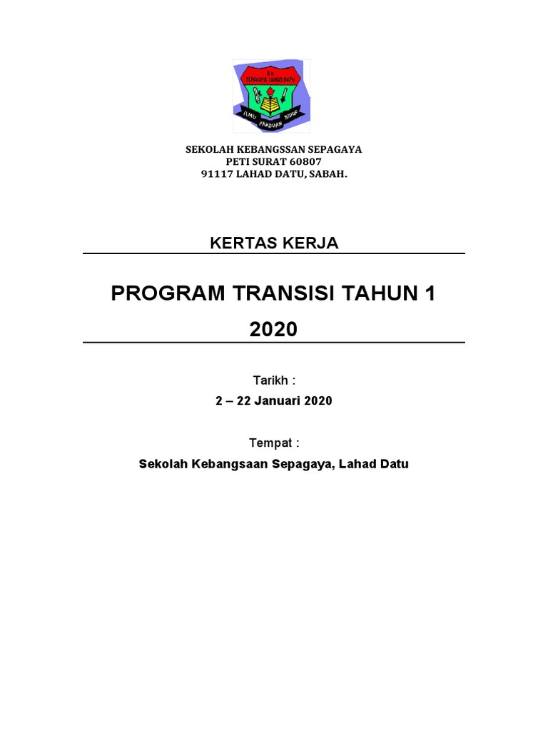 Cover Kertas Kerja Transisi | PDF