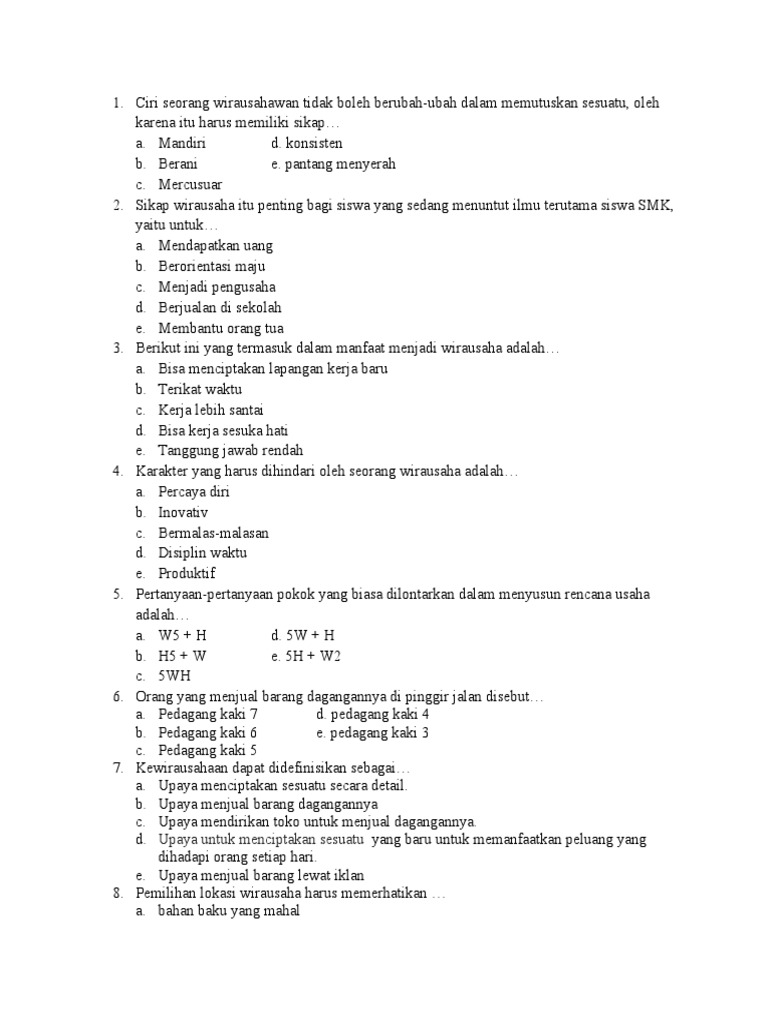 Soal Pkwu SM1 KLS Xi (TSM TKJ) TH 2020 | PDF