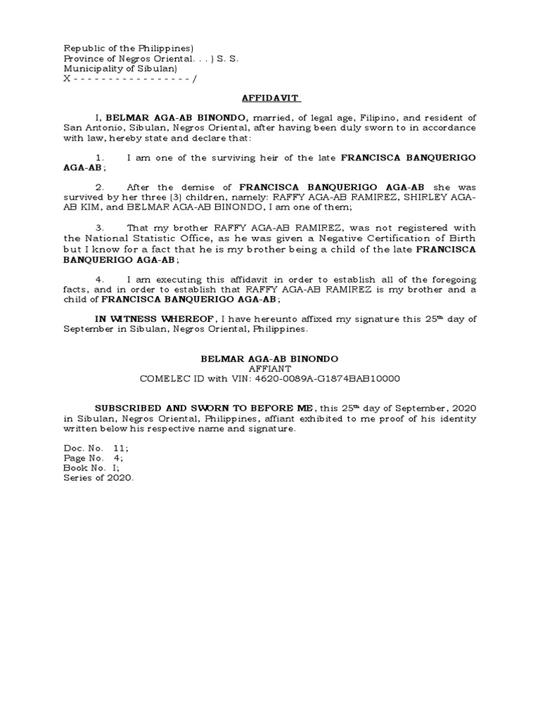 Affidavit of Aga Ab | PDF