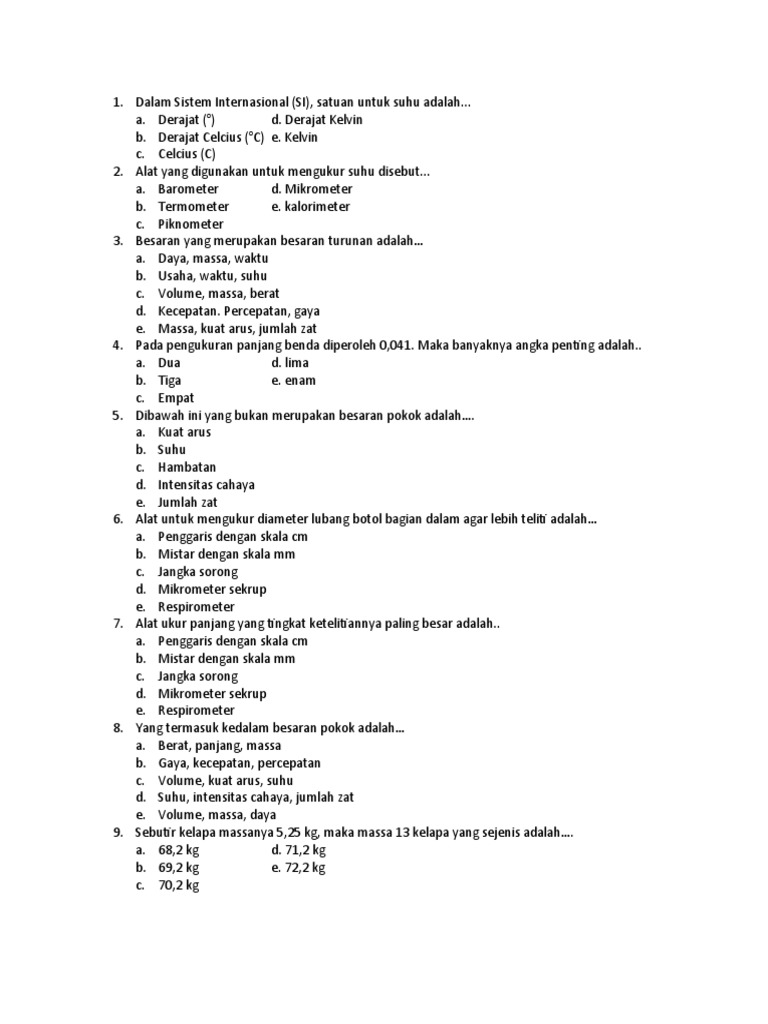 SOAL UAS FISIKA X TKJ SMT Genap | PDF