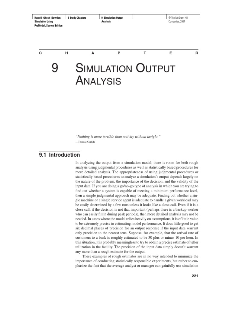 9 - Simulation Output Analysis | PDF | Confidence Interval | Statistics
