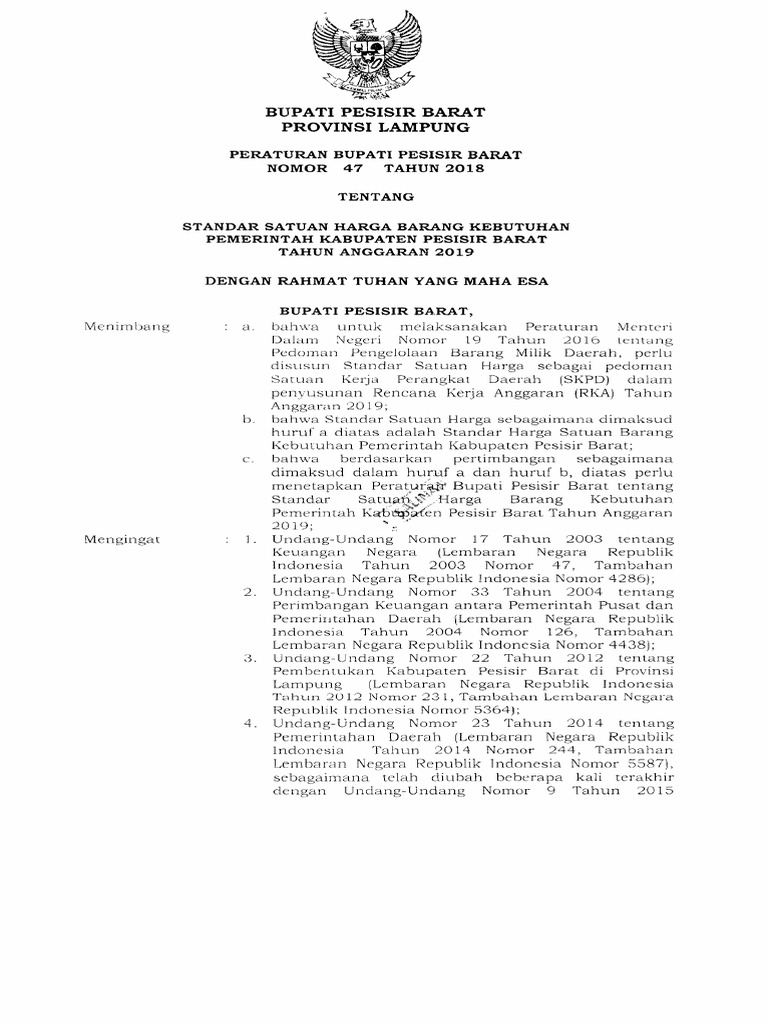 Perbup 47 2018 | PDF