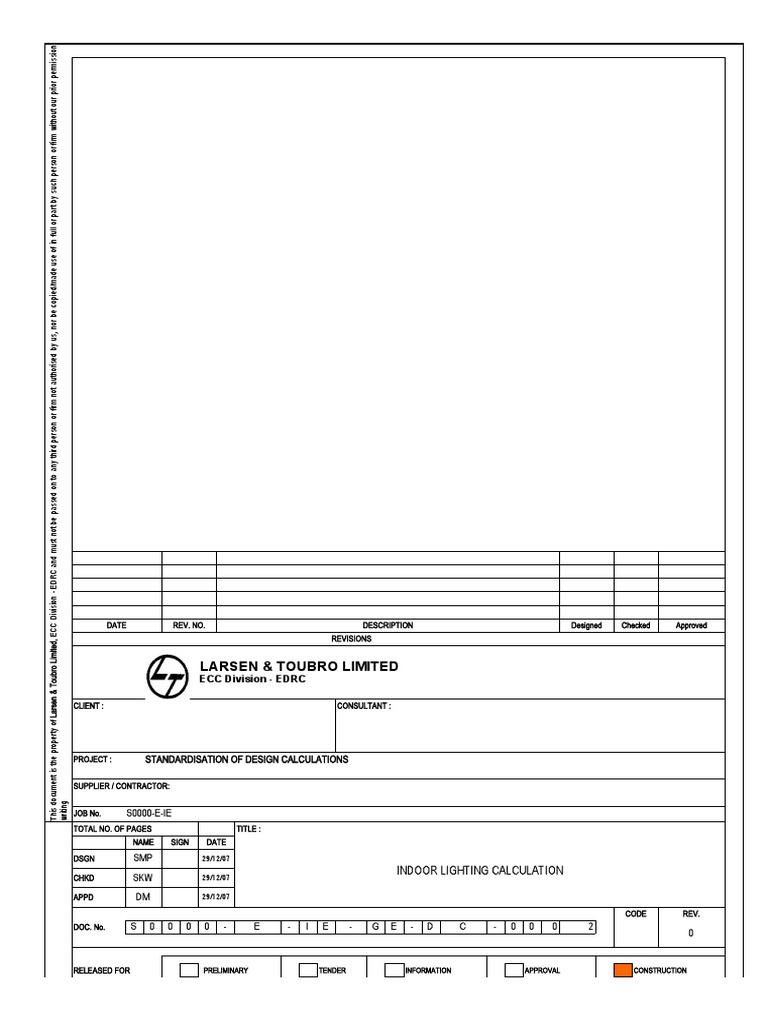 Larsen & Toubro Limited: ECC Division - EDRC | PDF | Lighting ...