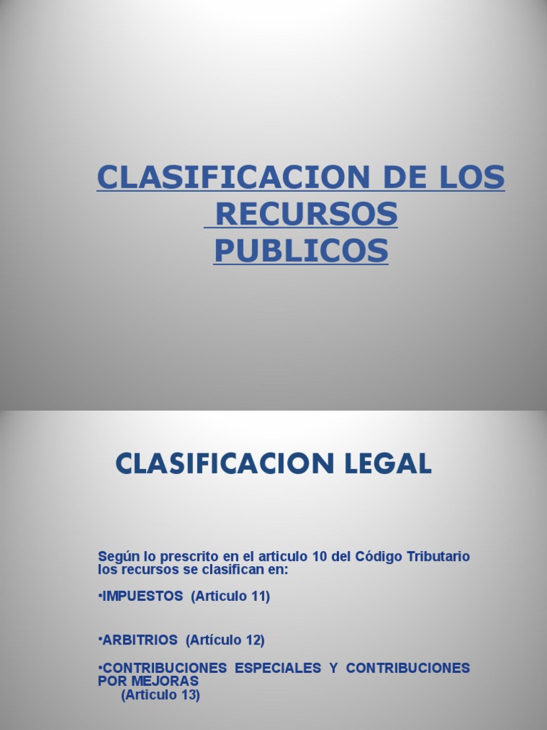 Clasificacion de Los Recursos Publicos | PDF | Deuda gubernamental | Deuda