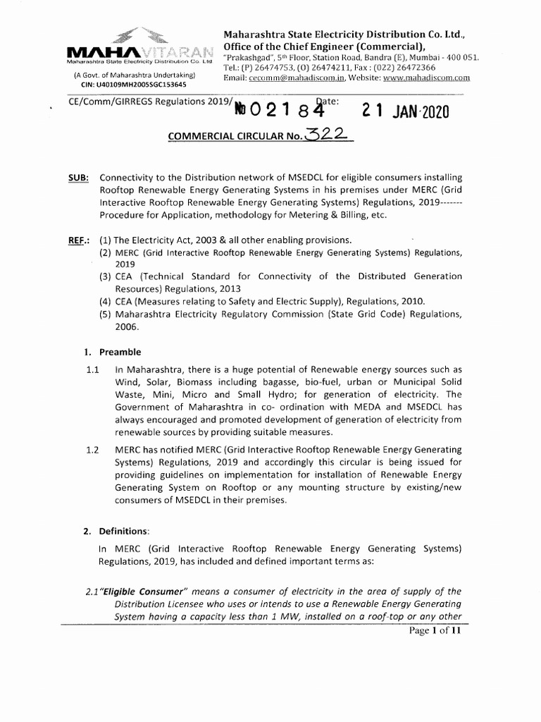 Commercial Circular No.322 | PDF | Electrical Grid | Renewable Energy