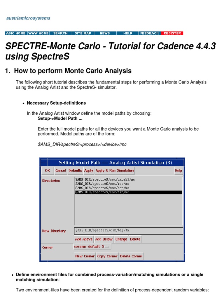 Spectre-Monte Carlo - Tutorial For Cadence 4.4.3 Using Spectres | PDF ...
