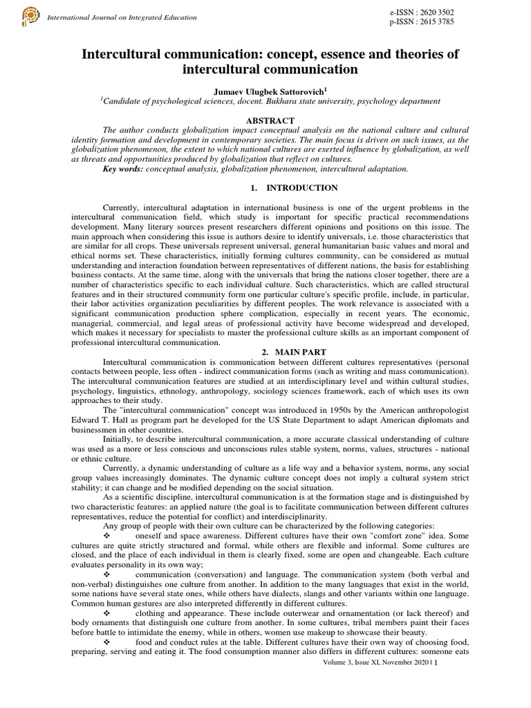 Intercultural Communication: Concept, Essence and Theories of ...