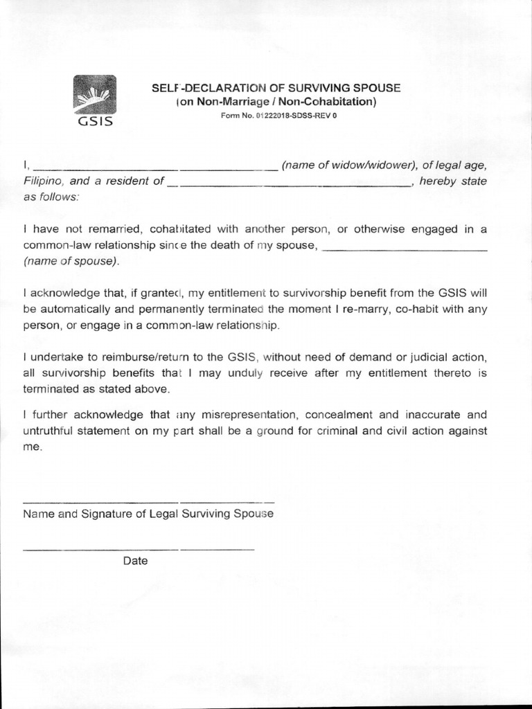 02-Self Declaration For Survivorship Pensioners | PDF