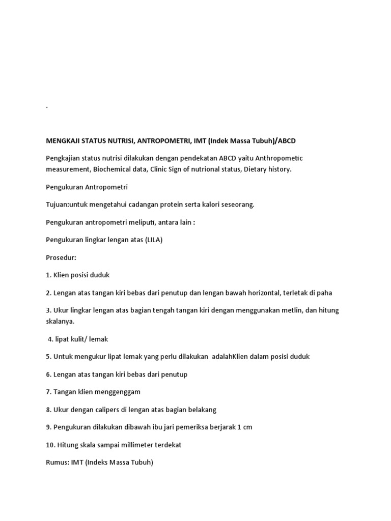 Pengkajian Nutrisi: Metode ABCD | PDF