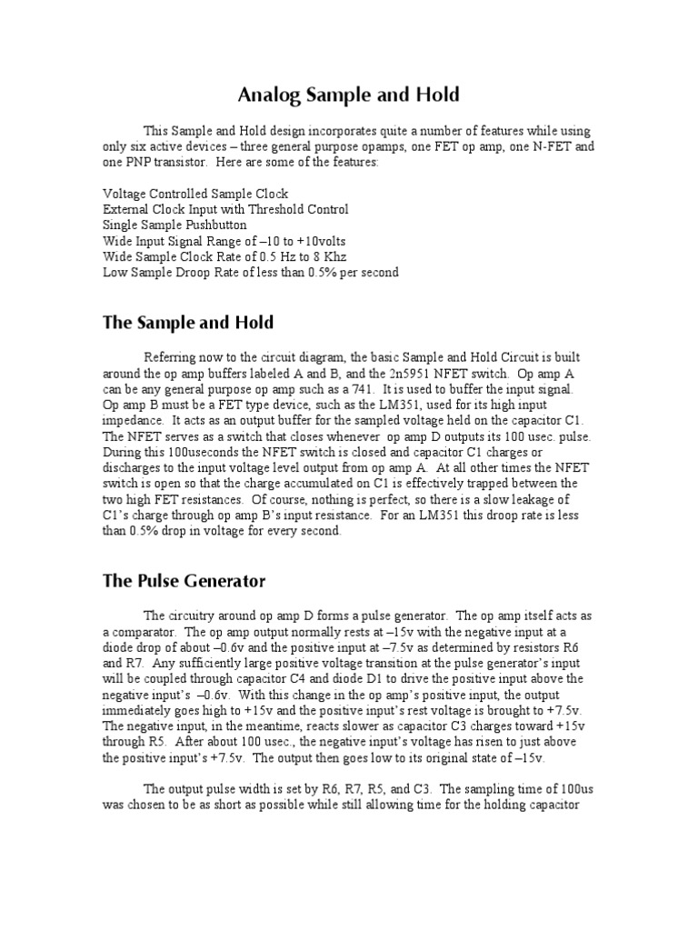 The Sample and Hold | PDF