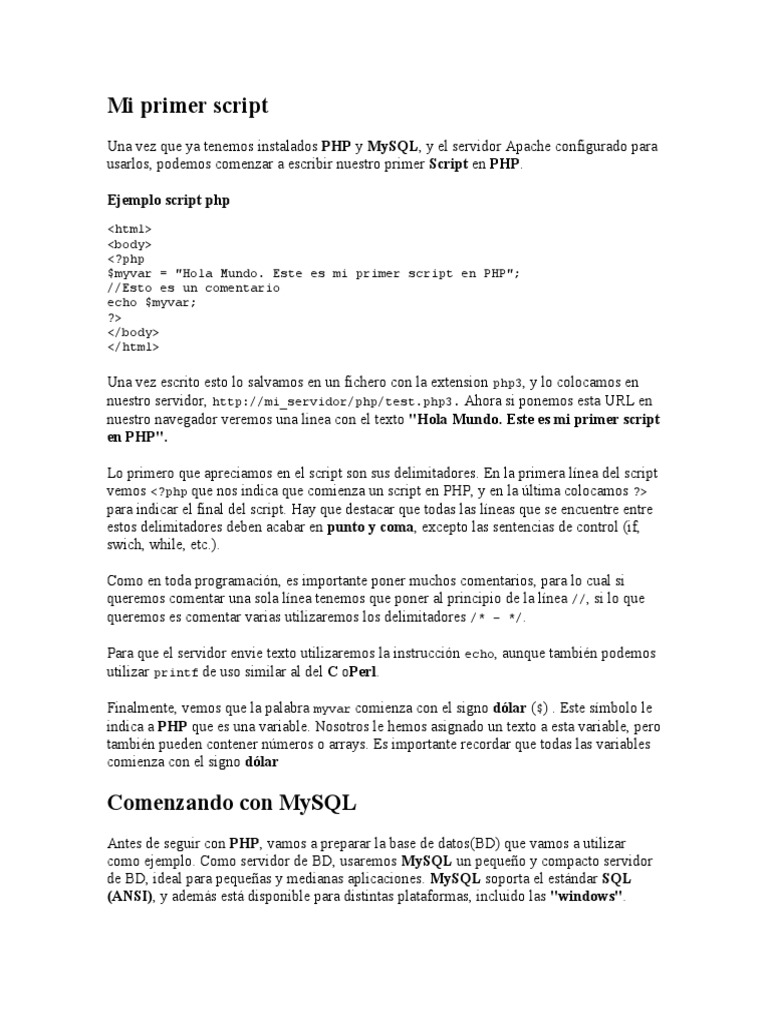 Tutorial Php Pdf Programación De Computadoras Php