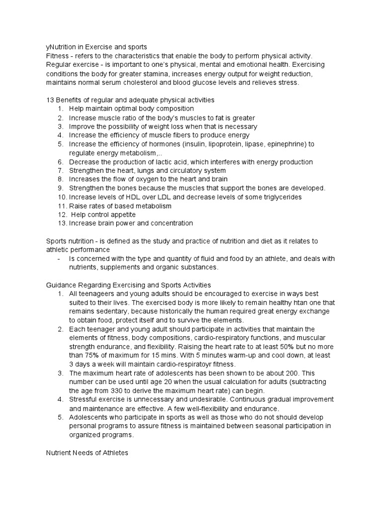 Sports Nutrition Notes | PDF | Dietary Supplements | Physical Fitness