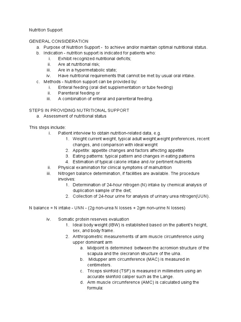 Nutritional Support Notes | PDF | Intravenous Therapy ...