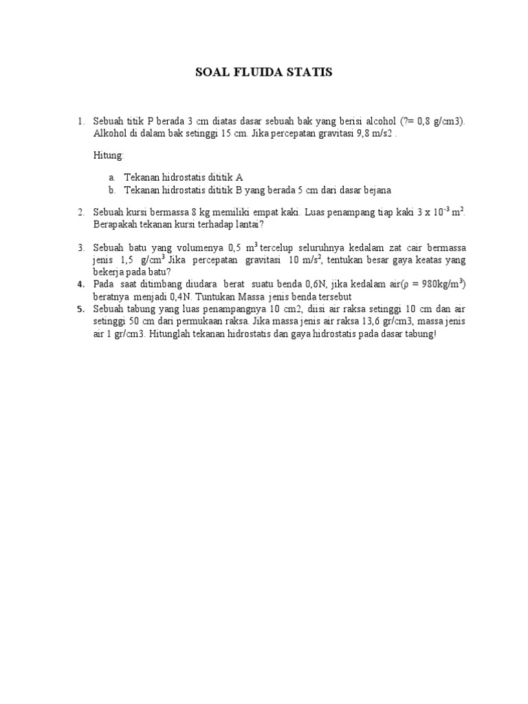 Soal Fluida Statis | PDF