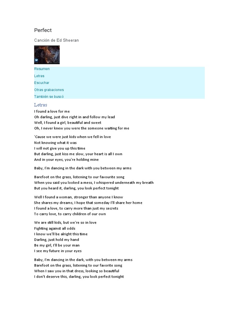 Perfect Ed Sheran | PDF