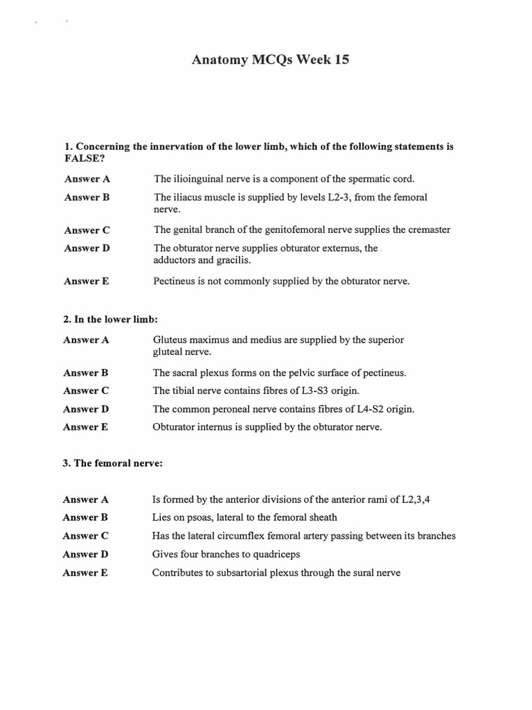 019 Anatomy MCQ ACEM Primary | PDF