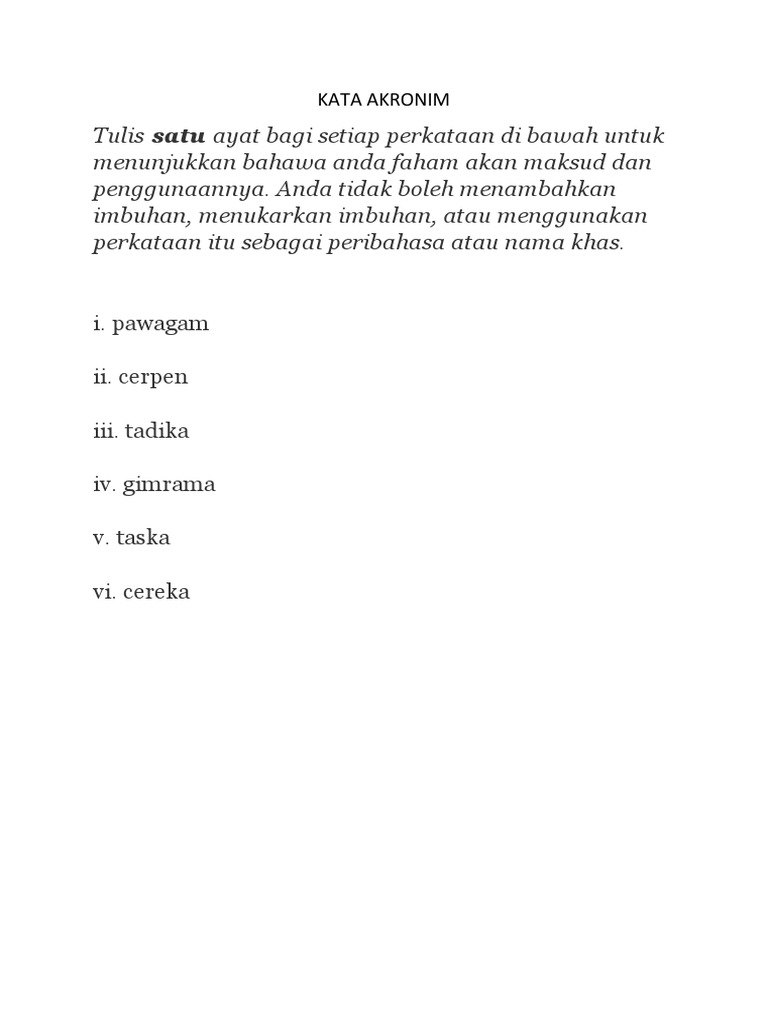 Latihan Akronim Dan Kata Ganda | PDF