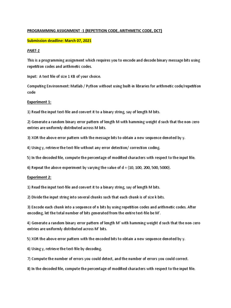 Programming Assignment 1 Pdf Data Compression Code 6478