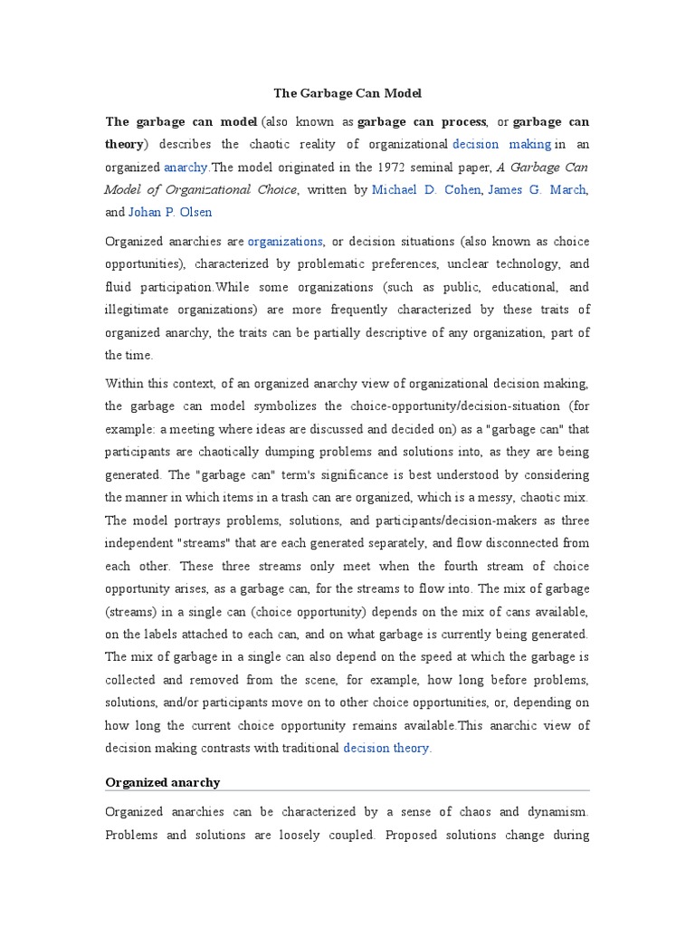 The Garbage Can Model | PDF | Human Nature | Psychological Concepts