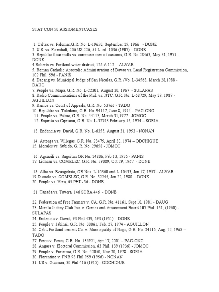 Stat Con 50 Cases Assigment | PDF