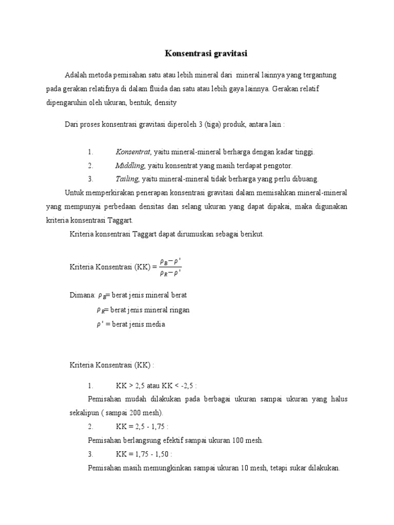 Konsentrasi Gravitasi Yonda Lavembelno | PDF
