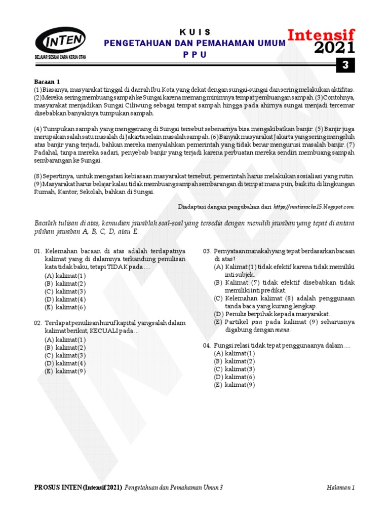 Soal Ppu Inten | PDF
