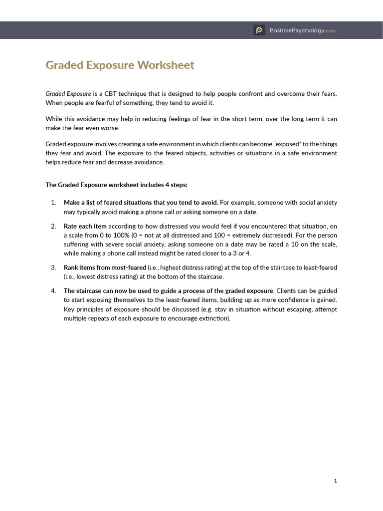Graded Exposure Worksheet | PDF | Anxiety | Mental Health
