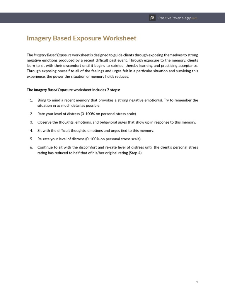 Imagery Based Exposure Worksheet | PDF | Memory | Feeling