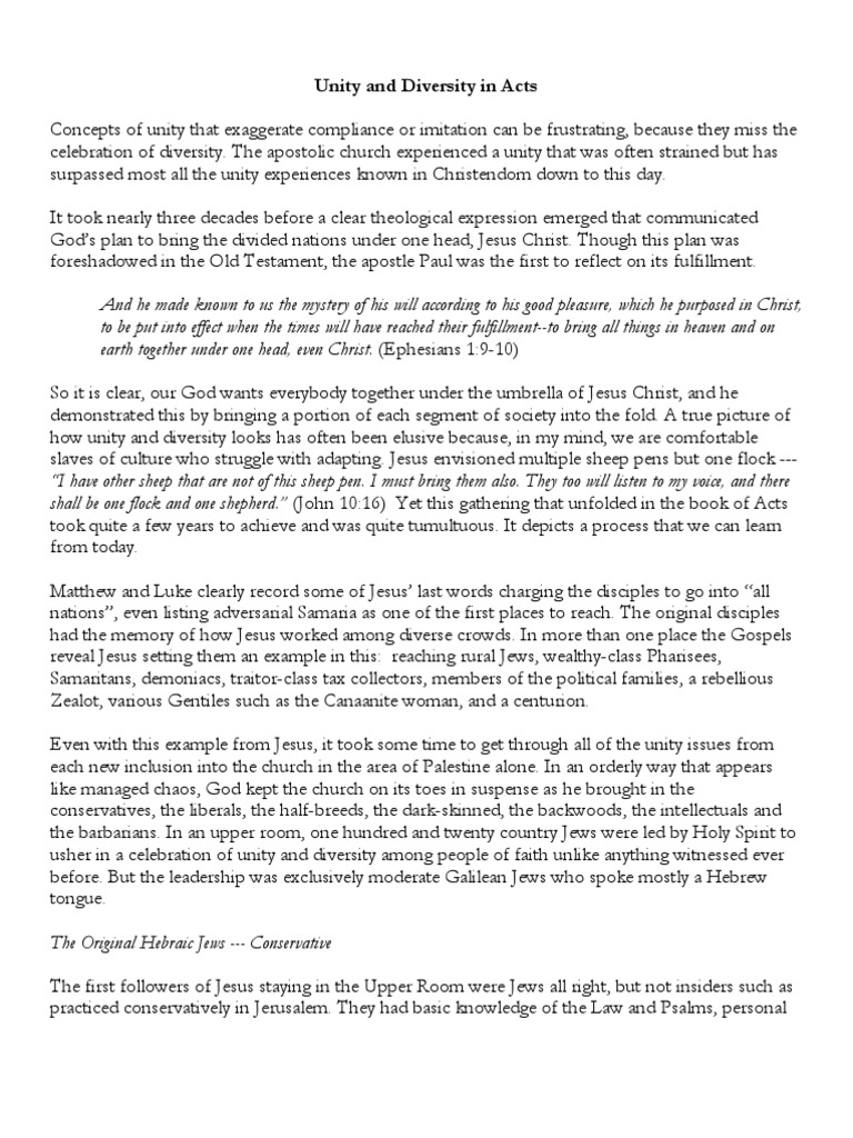 Unity and Diversity in Acts | PDF | Acts Of The Apostles | Samaritans