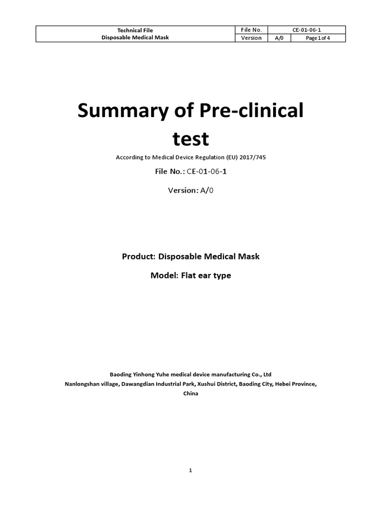 6.1 Summary of Pre-Clinical Test | PDF | Verification And Validation ...