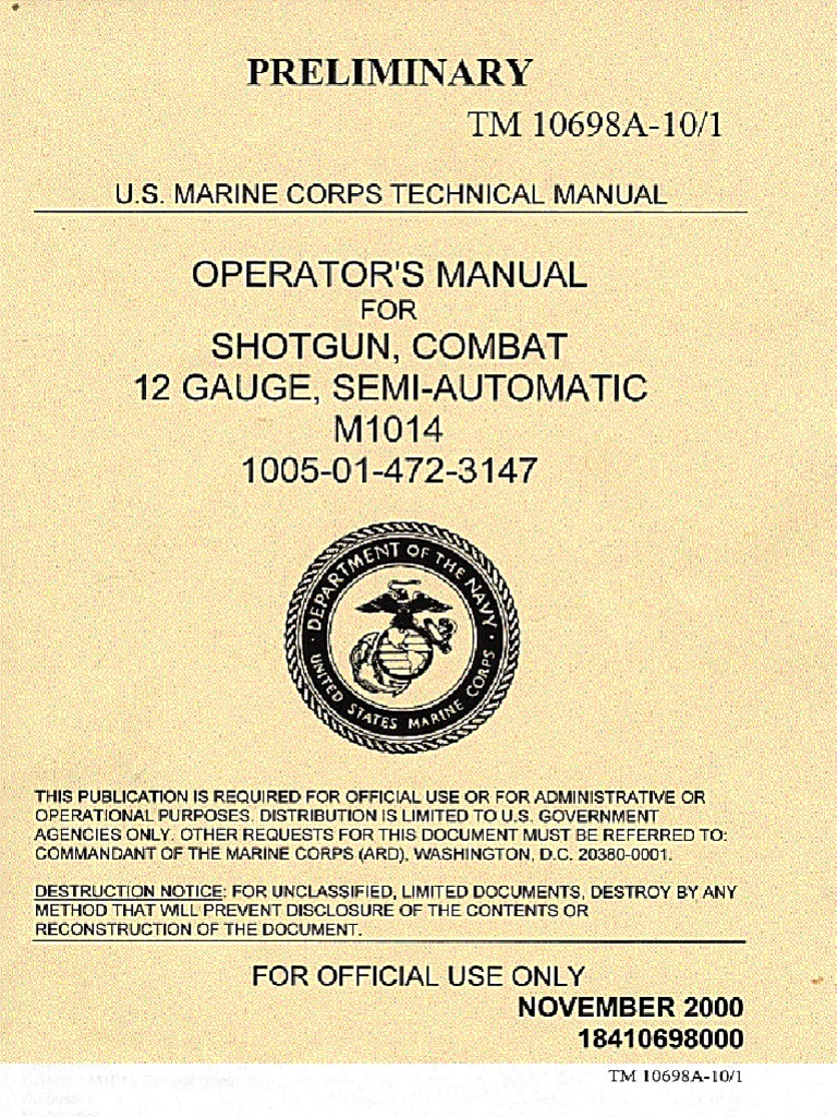 TM 10698A-10 .1 M1014 Combat Shotgun Semi-Automatic | PDF | Technology ...