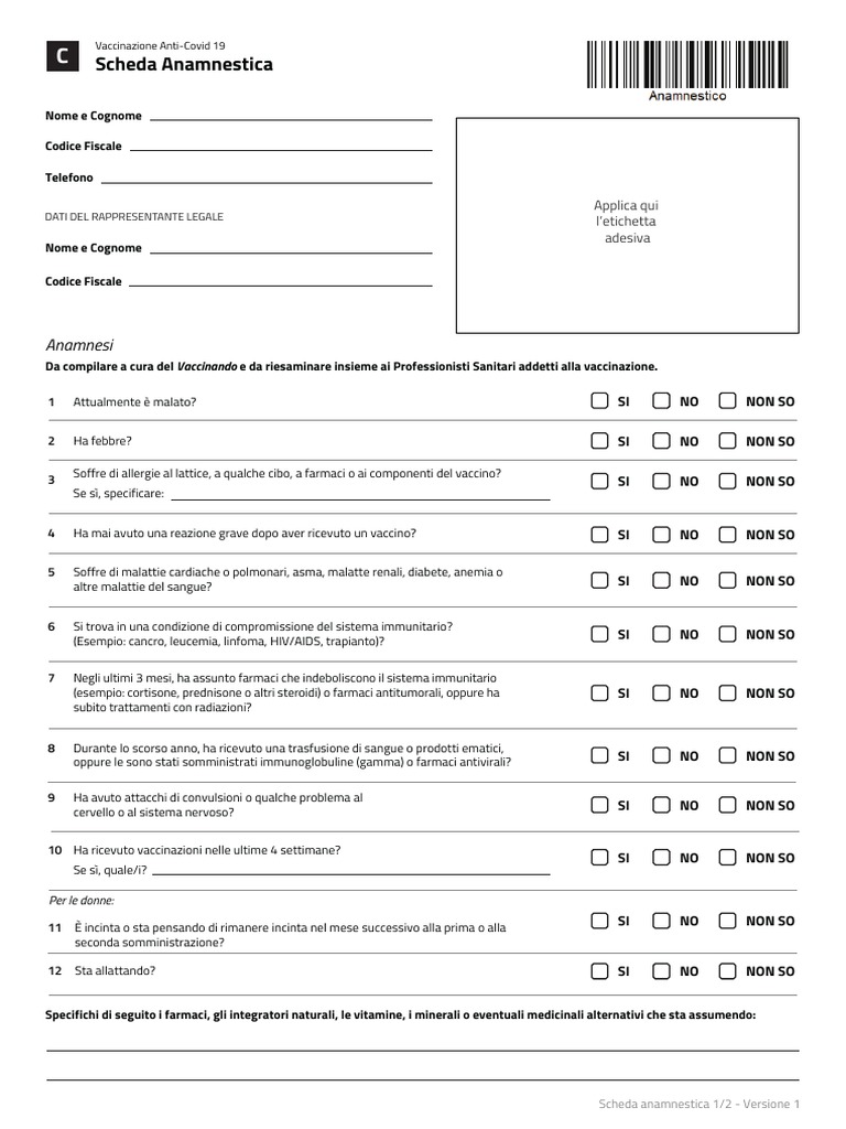 Template A2 Scheda Anamnestica | PDF