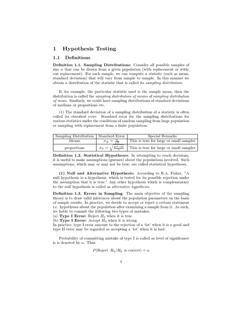Large Sample Test Pdf Statistical Hypothesis Testing Type I And Type Ii Errors