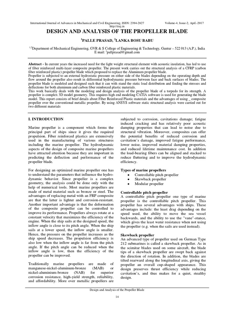 Design and Analysis of Propeller Blade | PDF | Propeller | Helix