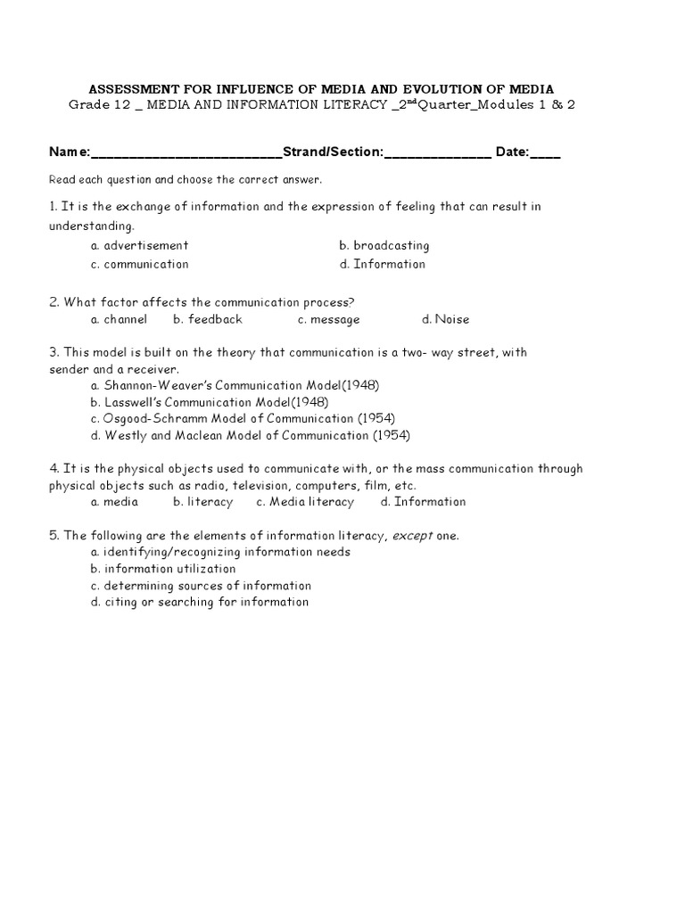 Grade 12 - 2 Quarter - Modules 1 & 2: Name: - Strand/Section: - Date | PDF