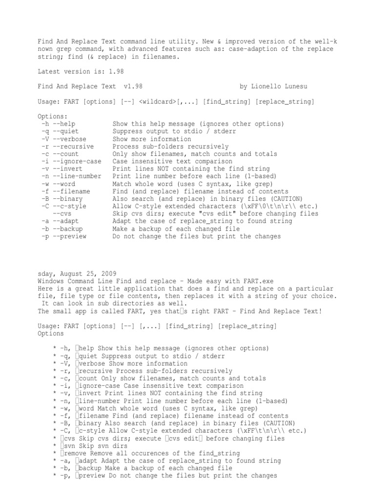 Fart | PDF | Command Line Interface | Filename