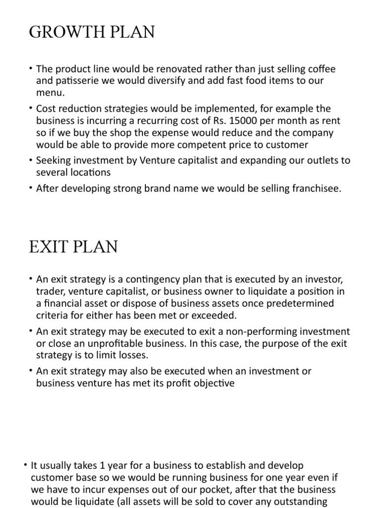 Business Plan (Growth and Exit Strategy | PDF