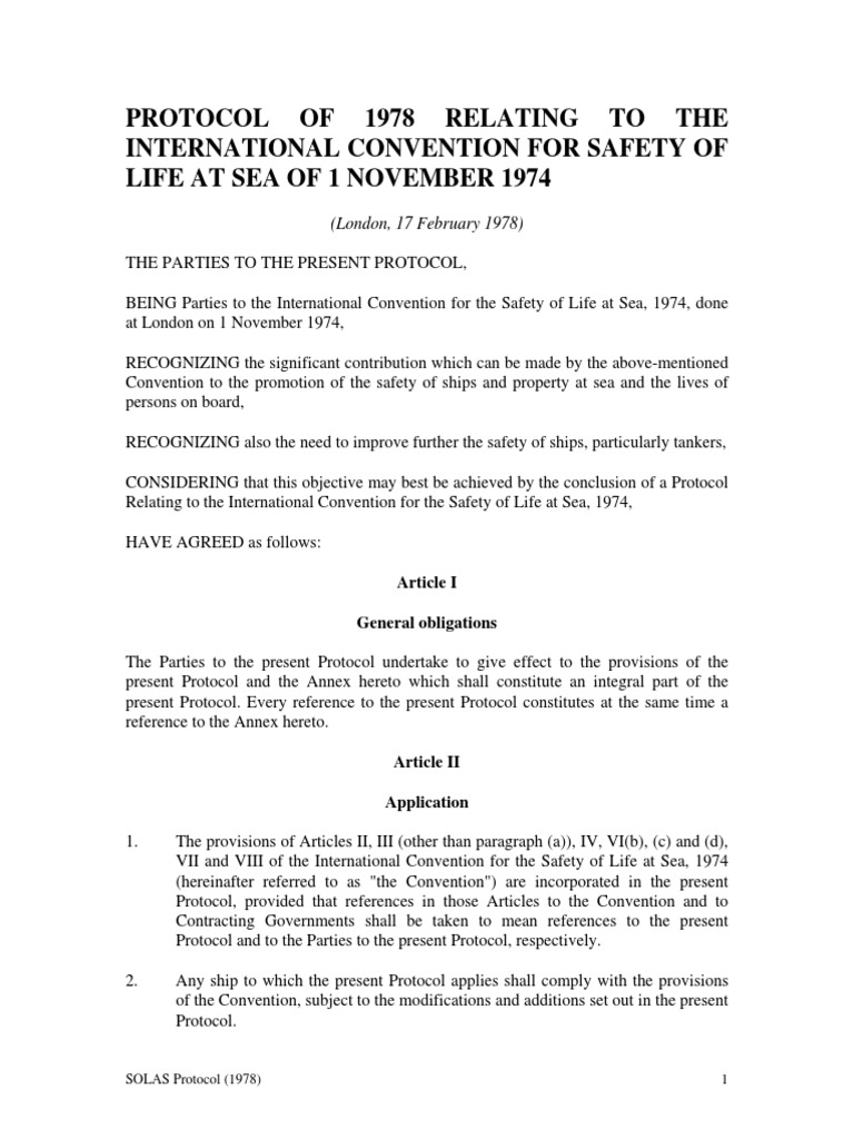 1978 SOLAS Protocol Overview | PDF | Oil Tanker | Treaty