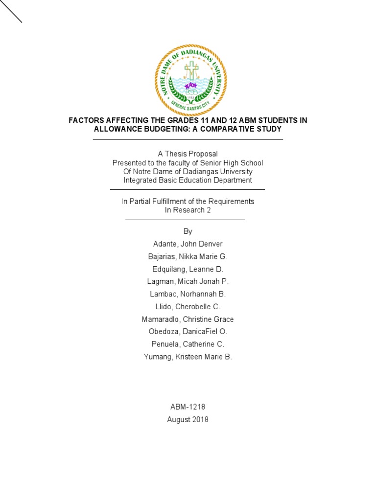 Factors Affecting The Grades 11 and 12 Abm Students in Allowance ...