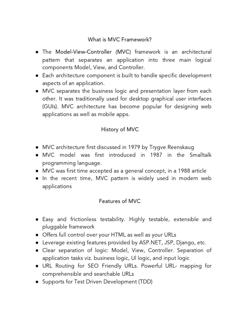 MVC Lecture | PDF | Model–View–Controller | Software Architecture