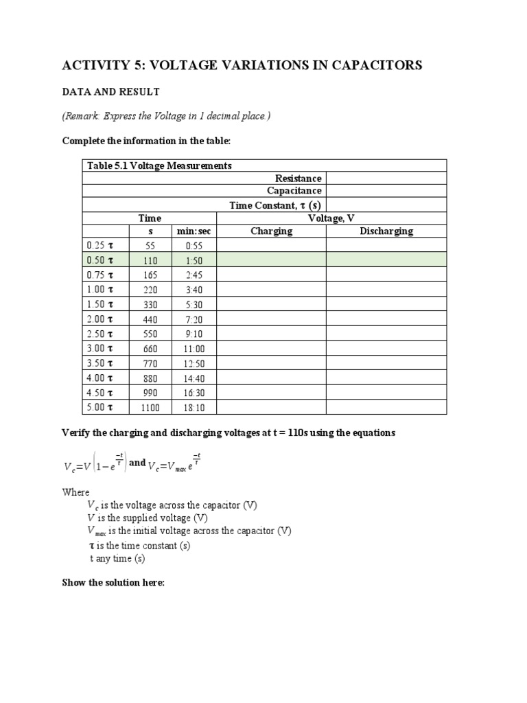 Capacitor Voltage Variation Analysis | PDF | Capacitor | Electrical ...