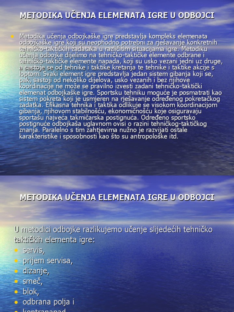 Metodika Ucenja Elemenata Igre U Odbojci | PDF