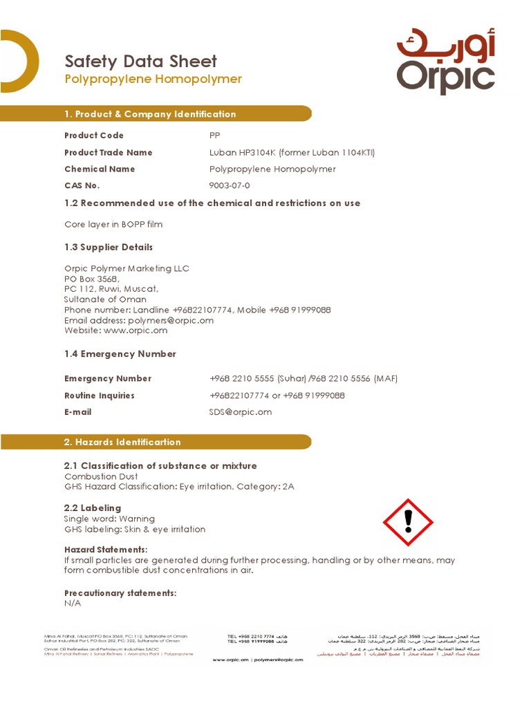 Luban HP3104K Safety Data Sheet | PDF | Firefighting | Toxicity
