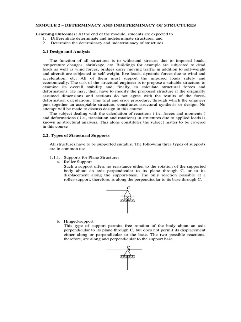 CE 311 MODULE 2 - Determinacy and Indeterminacy of Structures | PDF ... CE 311 MODULE 2 - Determinacy and Indeterminacy of Structures | PDF ...